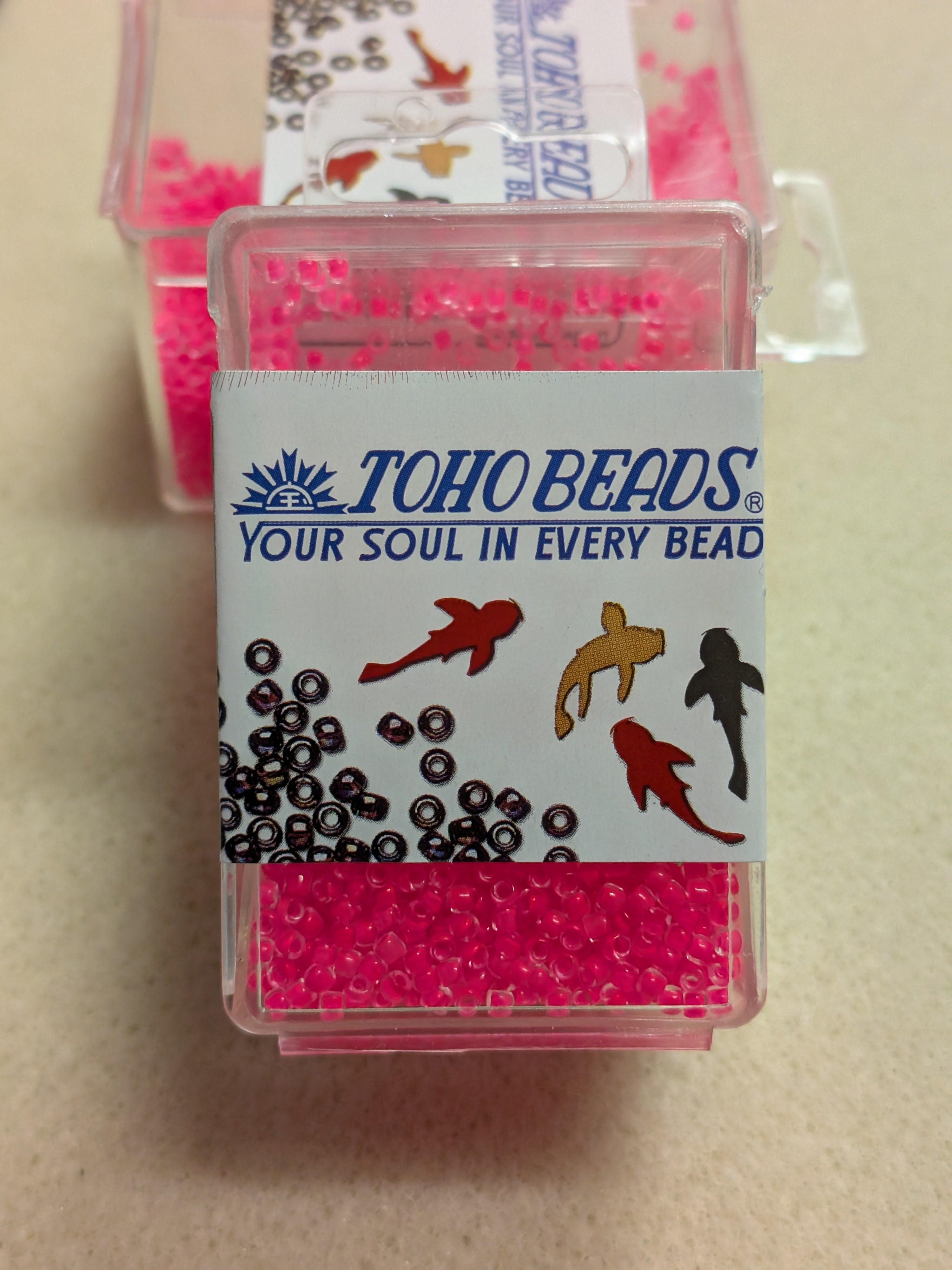Seed Beads, 11/0 Toho Matte Crystal Neon Pink Color-Lined (50g pkg ...